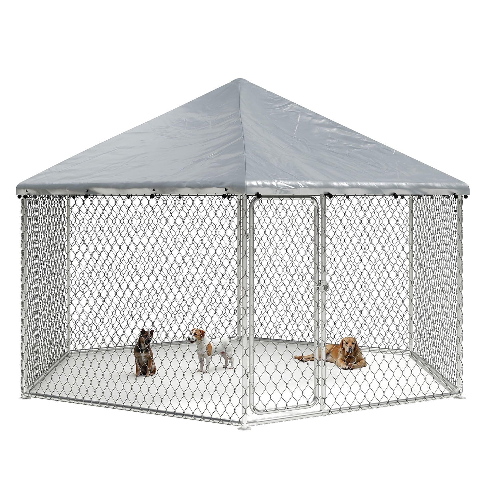 Deptok 12.5'x12.5' Large Metal Outdoor Dog Kennel, Heavy Duty Outdoor ...