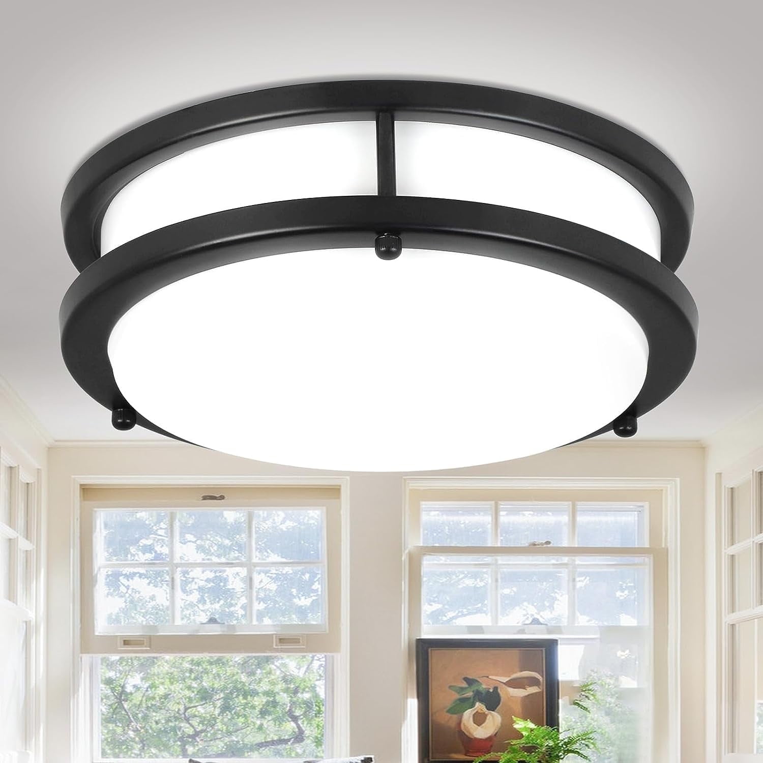 Depuley 10" Black Flush Mount Ceiling Light LED Ceiling Light Fixture ...