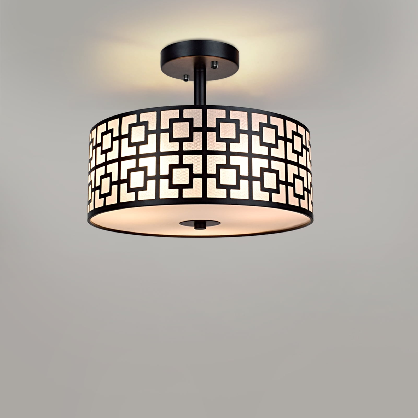 Depuley 12.6” Black Semi Flush Mount Ceiling Light 3 Light Bedroom ...