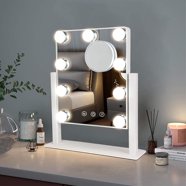 Thinkspace Beauty Counter-top 9 Bulb LED Hollywood Mirror, 14.2"H x 12 ...