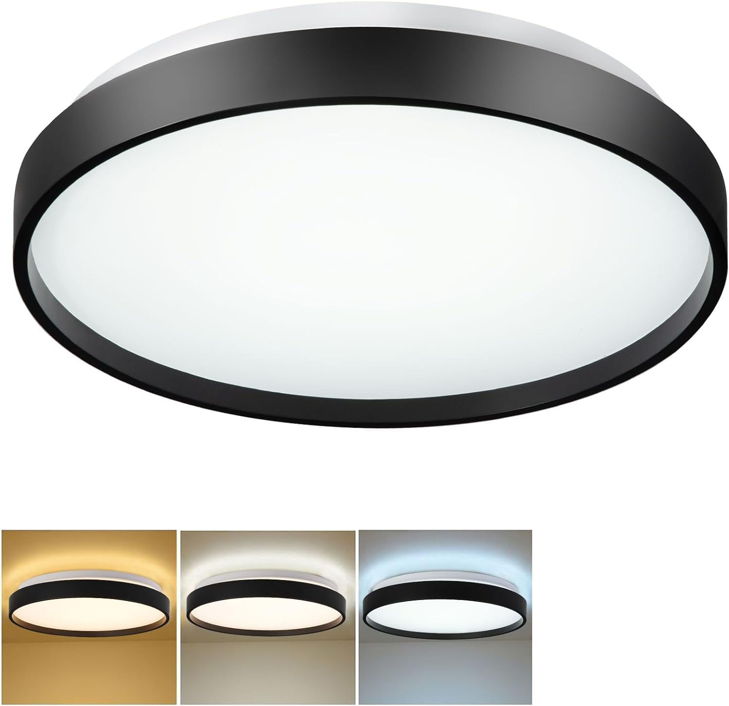Depuley 13" Modern LED Flush Mount Ceiling Light Fixture Black Low ...