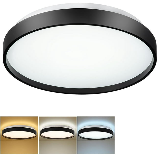 Depuley 13" Modern LED Flush Mount Ceiling Light Fixture Black Low ...