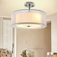 "Depuley 15"" 3-Light Ceiling Lamp, Double Semi Flush Mount, Drum Shape ...