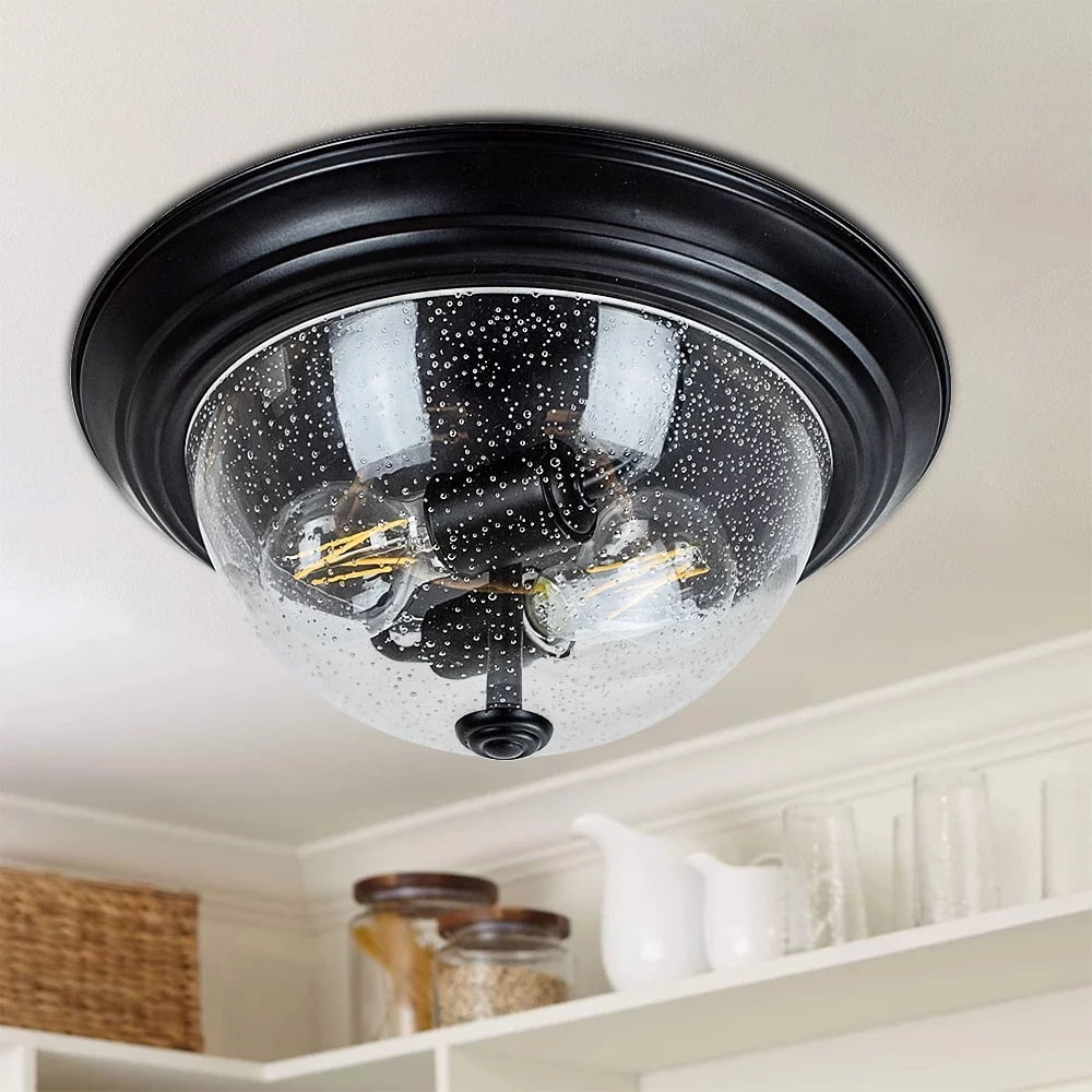 Depuley 2 Light Clear Glass Pendant Light Rustic Semi Flush Mount ...