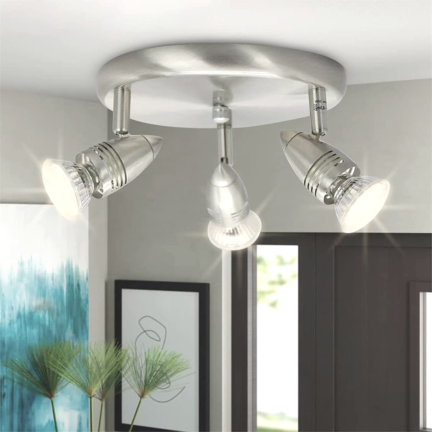 Depuley 3 Light Round LED Ceiling Spot Light Fixtures Flush Mount ...