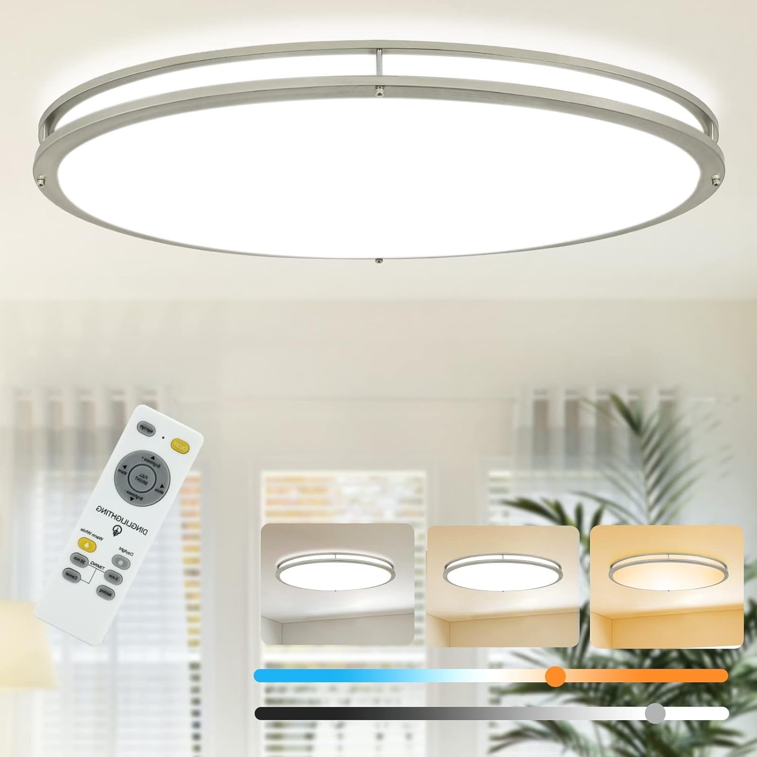 Depuley 32" Oval LED Ceiling Light Fixture, 65W Dimmable LED Flush ...