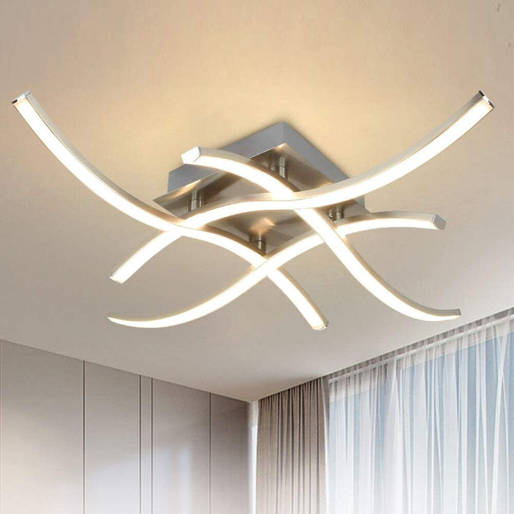 Depuley 4-Light Curved LED Ceiling Light Modern Acrylic Pendant Light ...