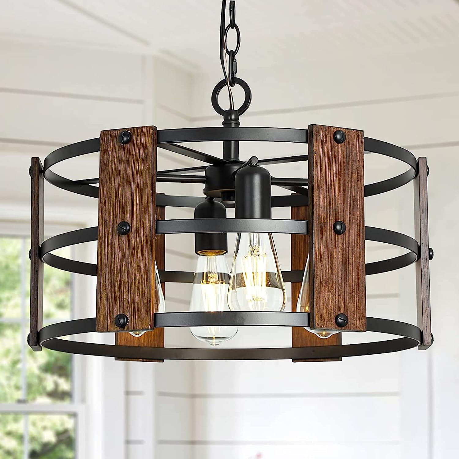 Depuley 4 Light Farmhouse Chandelier Light Fixtures Rustic Drum Pendant ...