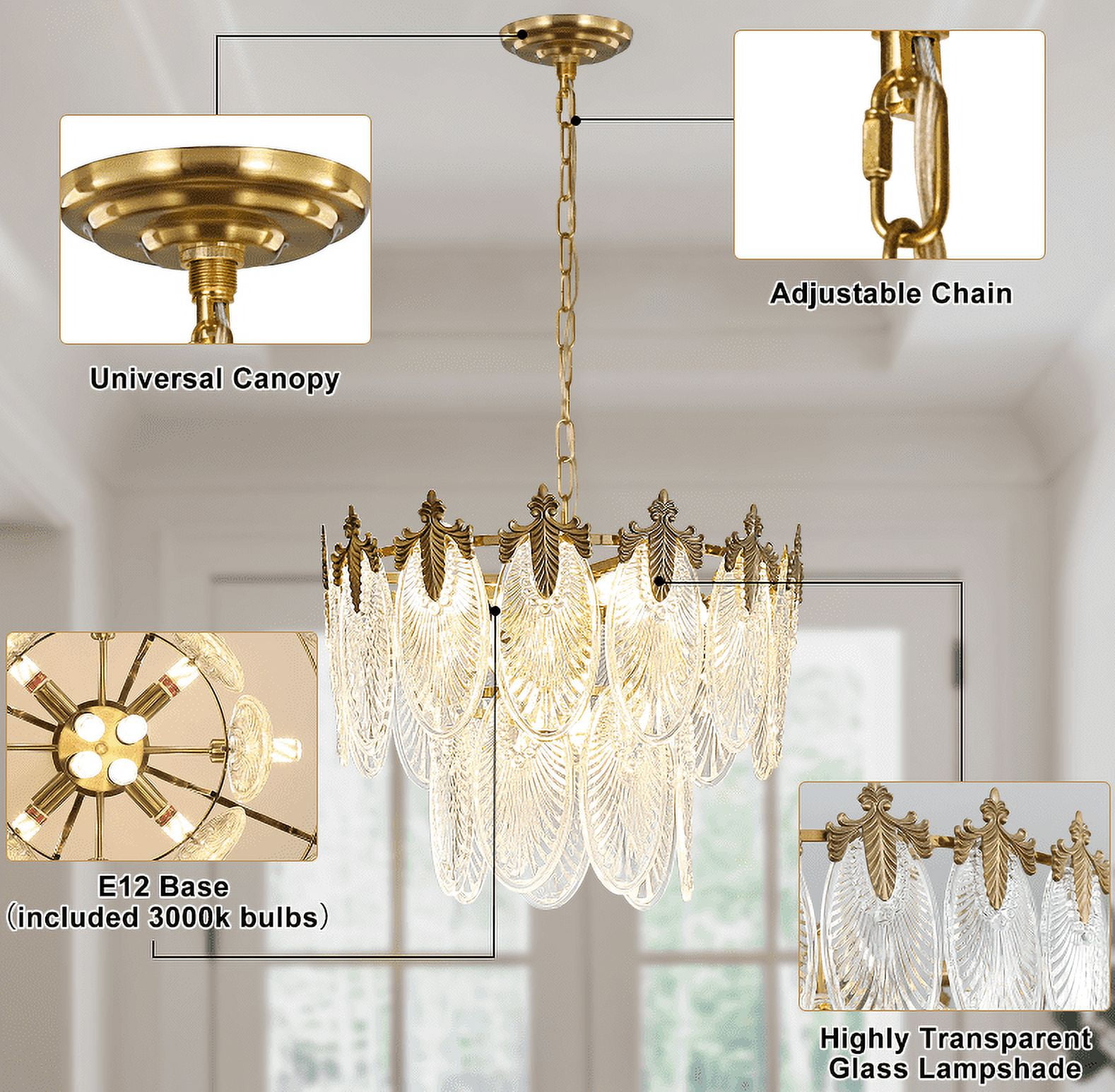 Depuley 6 Light Crystal Chandelier Ceiling Light Flush Mount Ceiling ...