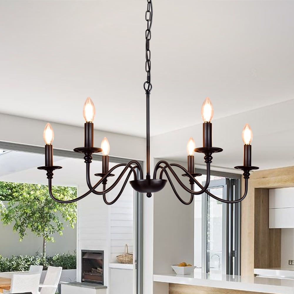 Depuley 6 Light Metal Classic Chandelier Candle Pendant Light Fixture ...