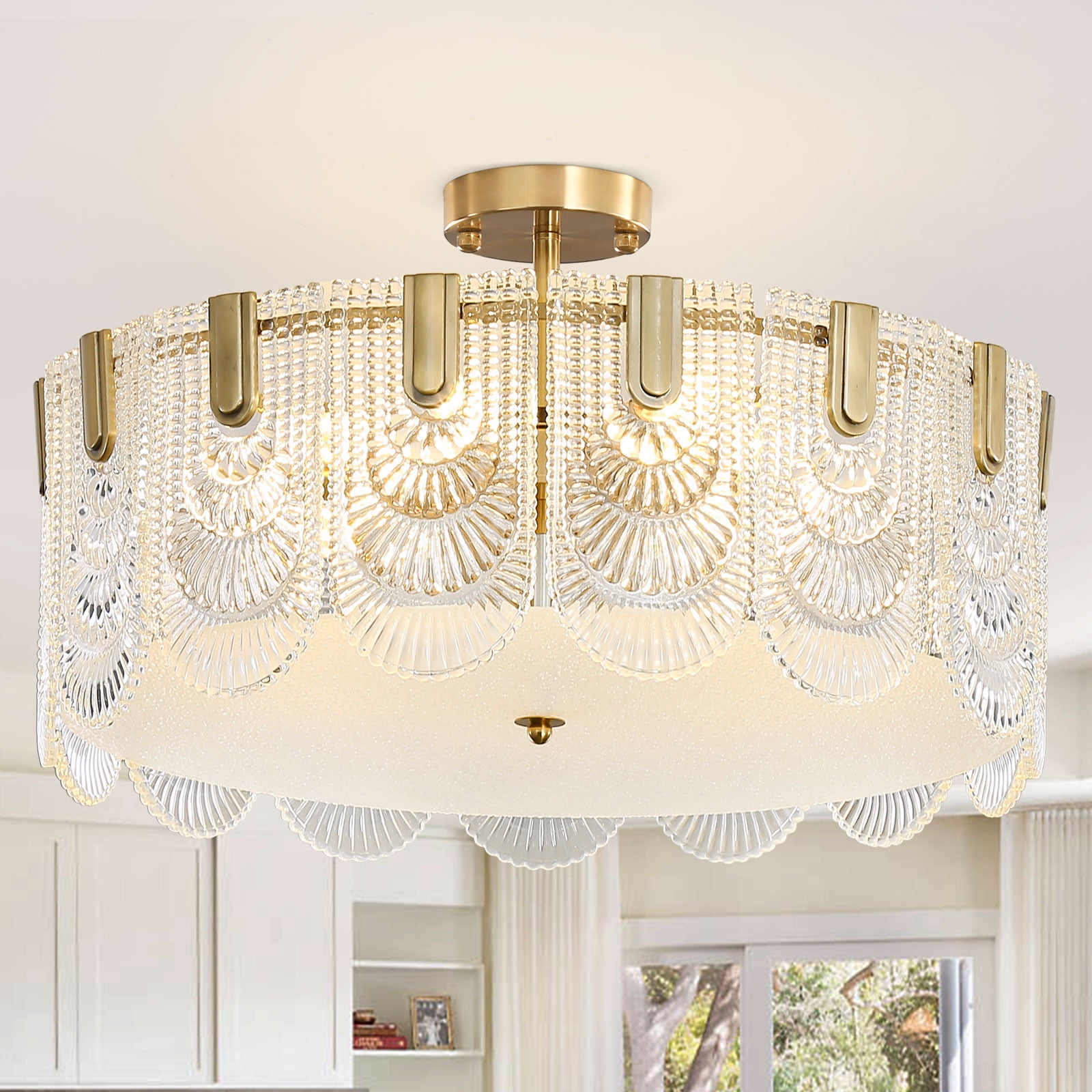 Depuley 8 Light Crystal Flush Mount Ceiling Light Fixture Shell ...