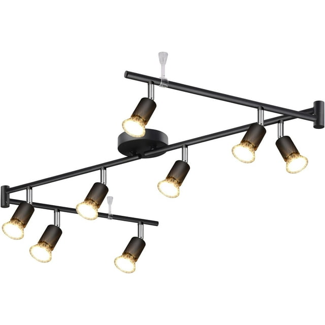 Depuley 8 Light LED Modern Track Ceiling Lights Track Spot Light Fixture Black Kitchen Ceiling ...