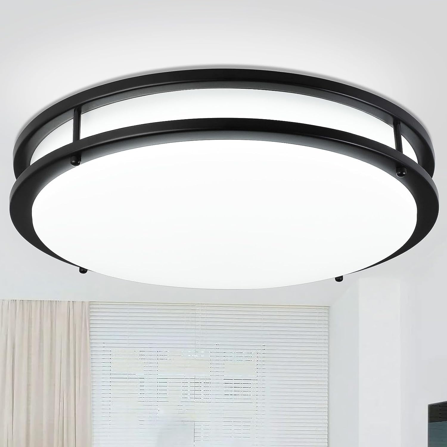 Depuley Modern LED Ceiling Light Black Flush Mount Ceiling Light Round Close to Ceiling Light ...