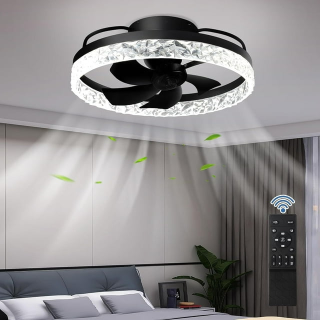 Depuley Low Profile Ceiling Fan with Light, Indoor Flush Mount ...