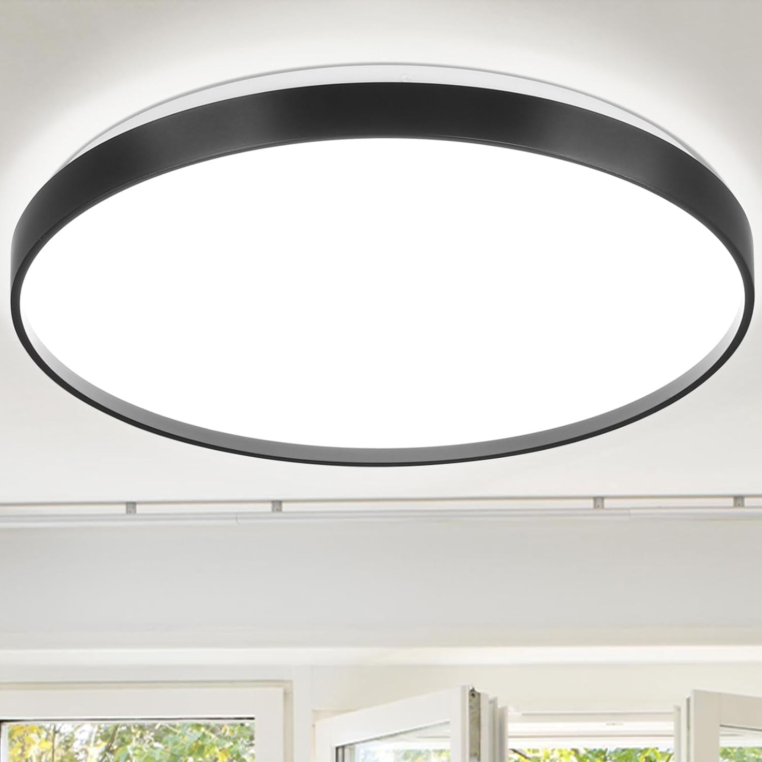 Depuley Modern LED Flush Mount Ceiling Light Fixture Black Flat Round ...