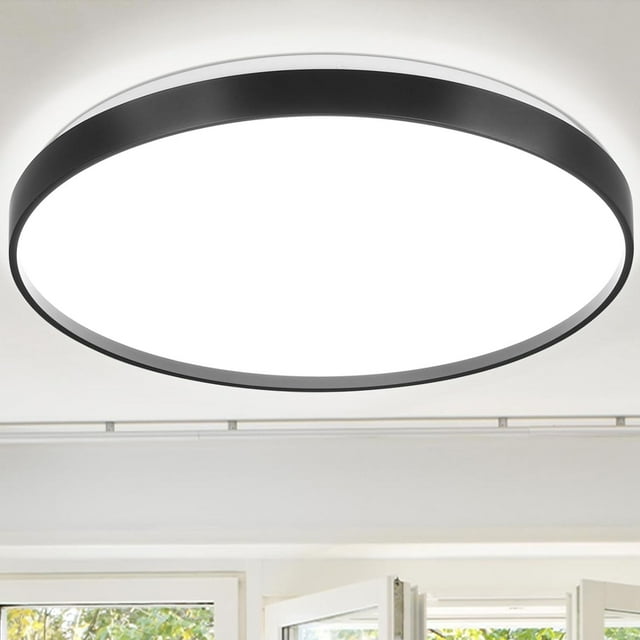 Depuley Modern LED Flush Mount Ceiling Light Fixture Black Flat Round ...