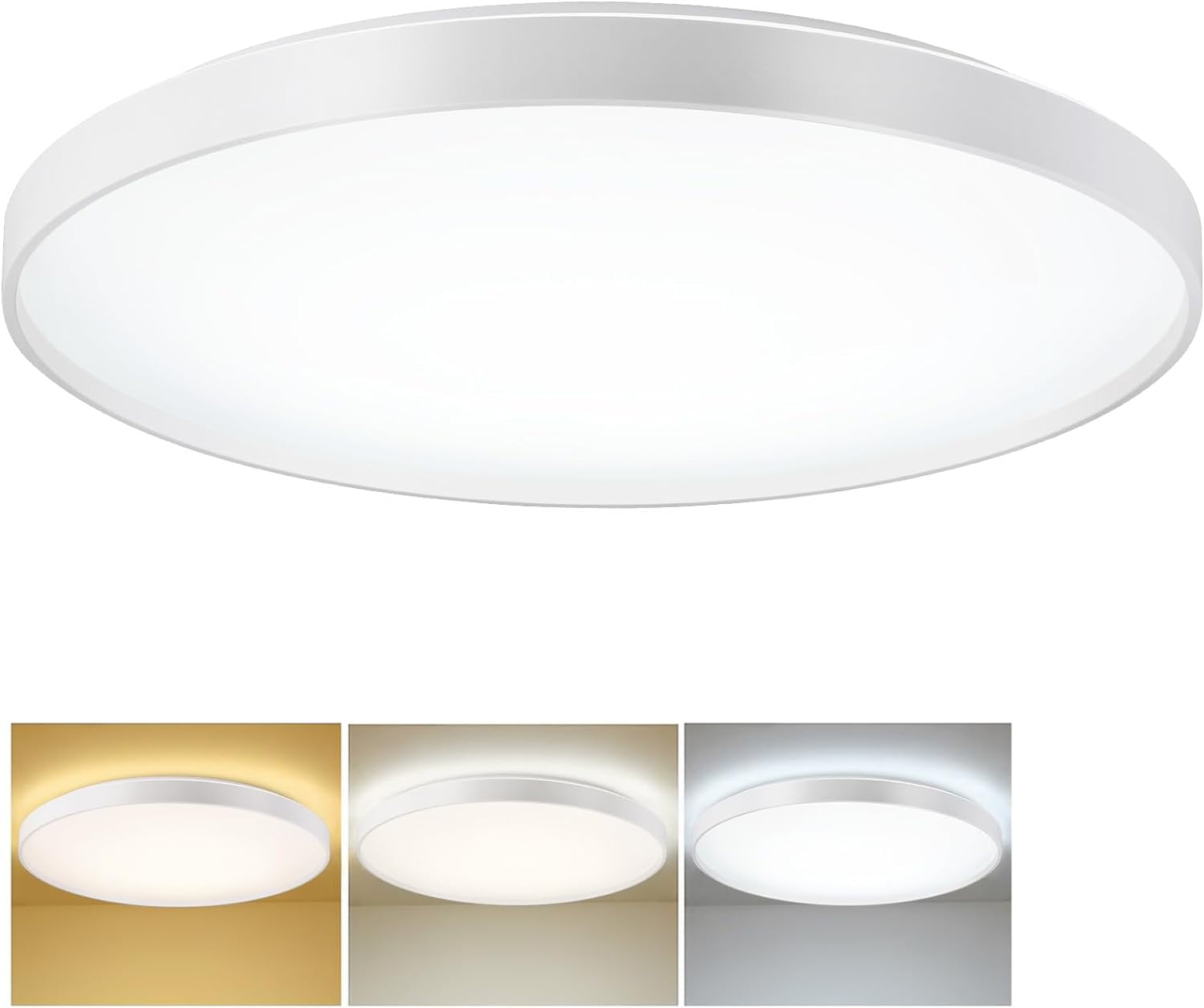 Depuley Modern White LED Flush Mount Ceiling Light Fixture, Low Profile ...
