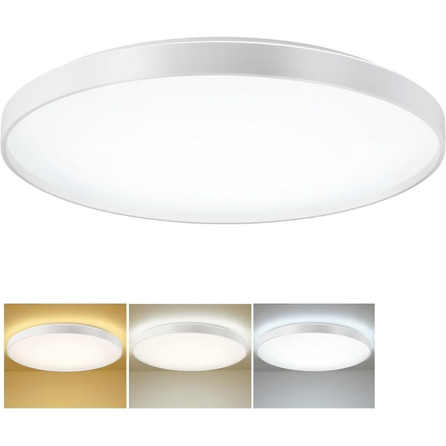 Depuley Modern White LED Flush Mount Ceiling Light Fixture, Low Profile ...