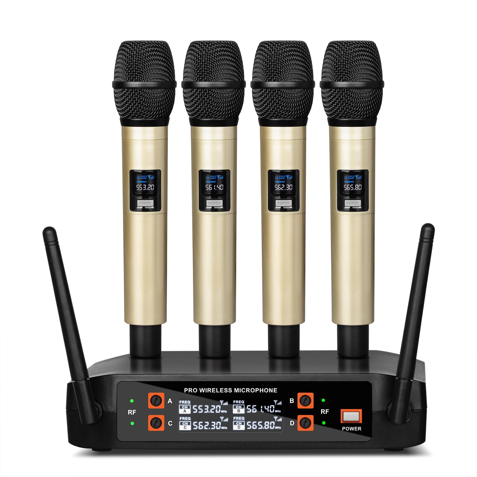 Depusheng DX4 Wireless Microphone with 4 Professional UHF Dynamic Mic ...