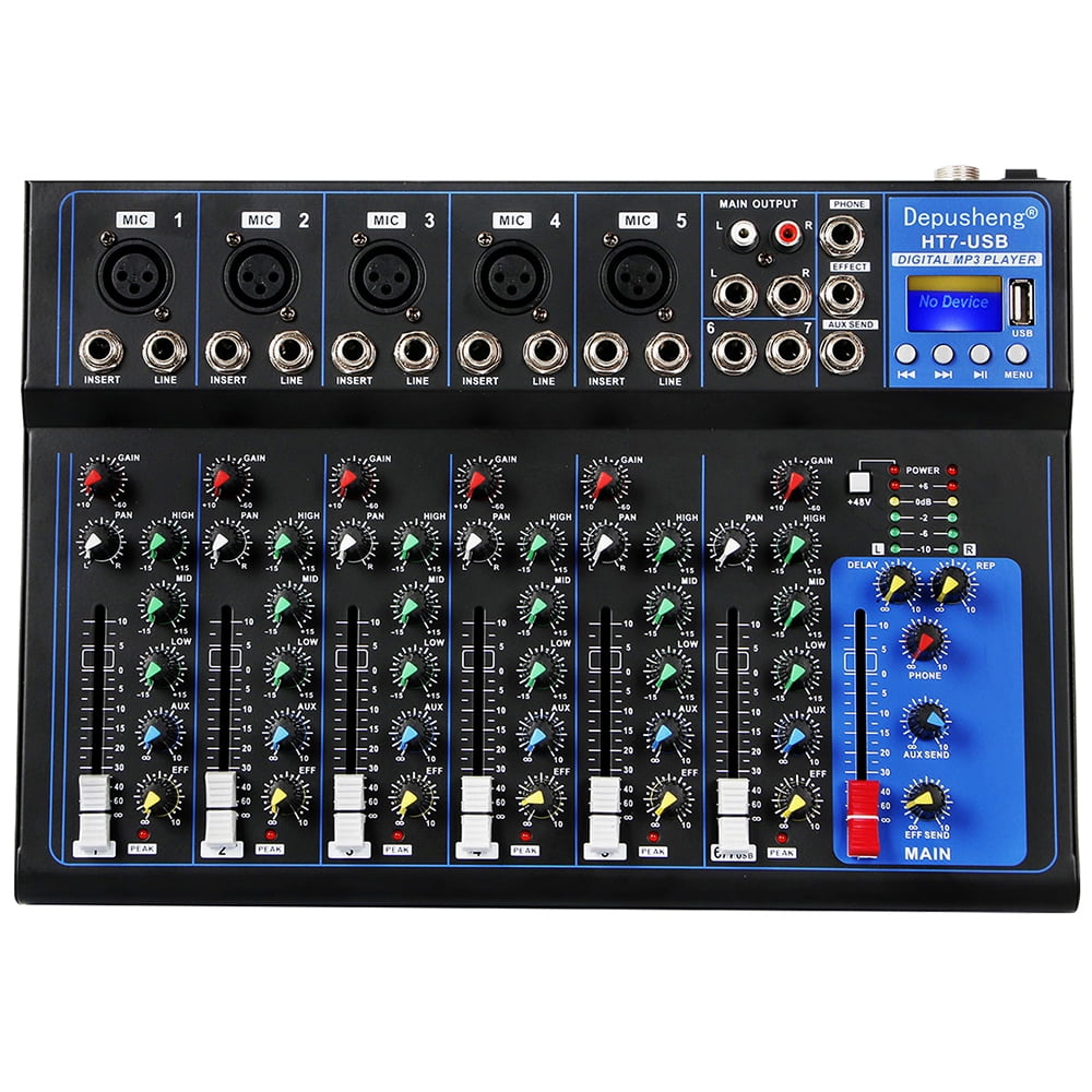 Depusheng HT7 Professional Audio Mixer Mixing Console 48V ower for ...