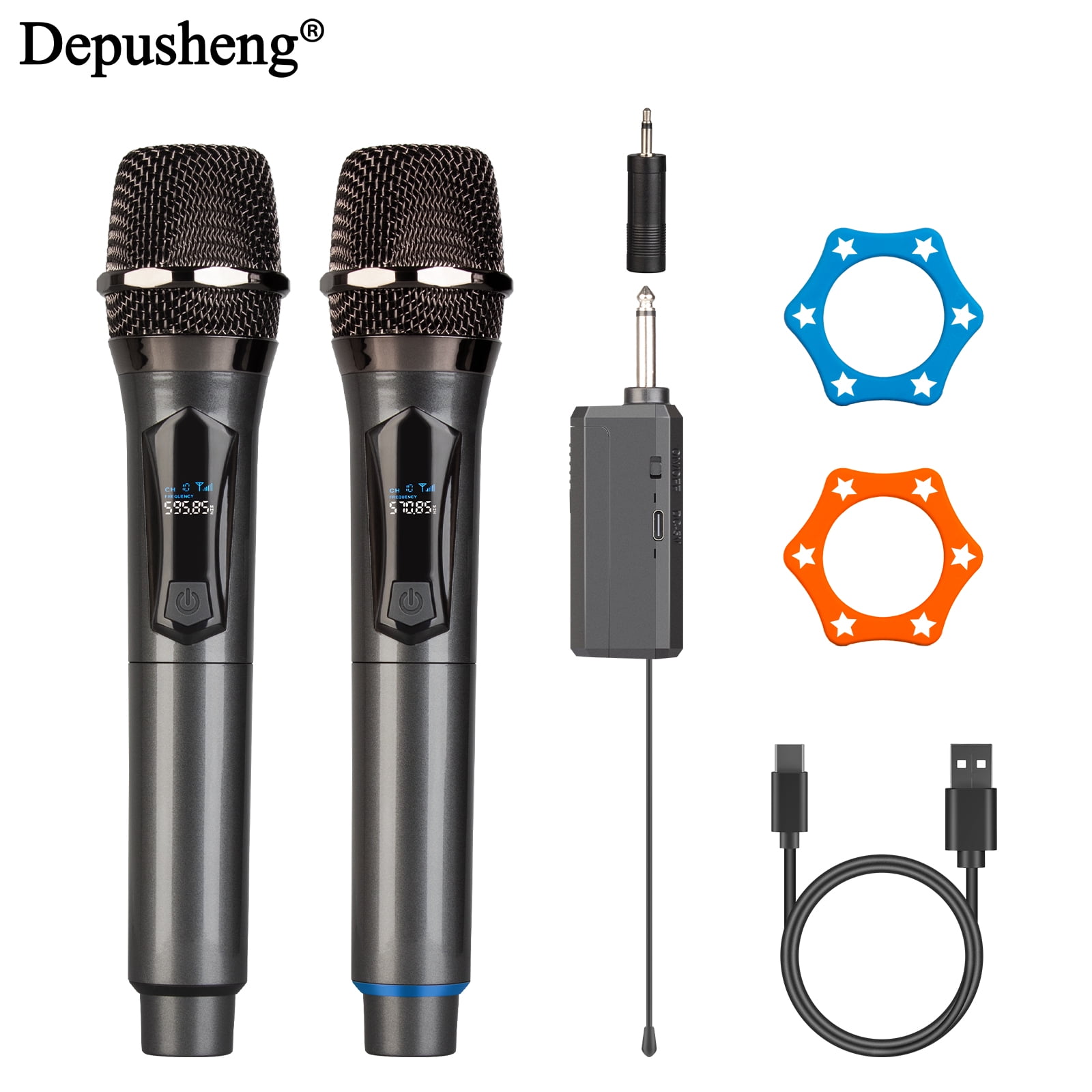 Depusheng Wireless Microphone Dual Handheld Dynamic Microphone for ...