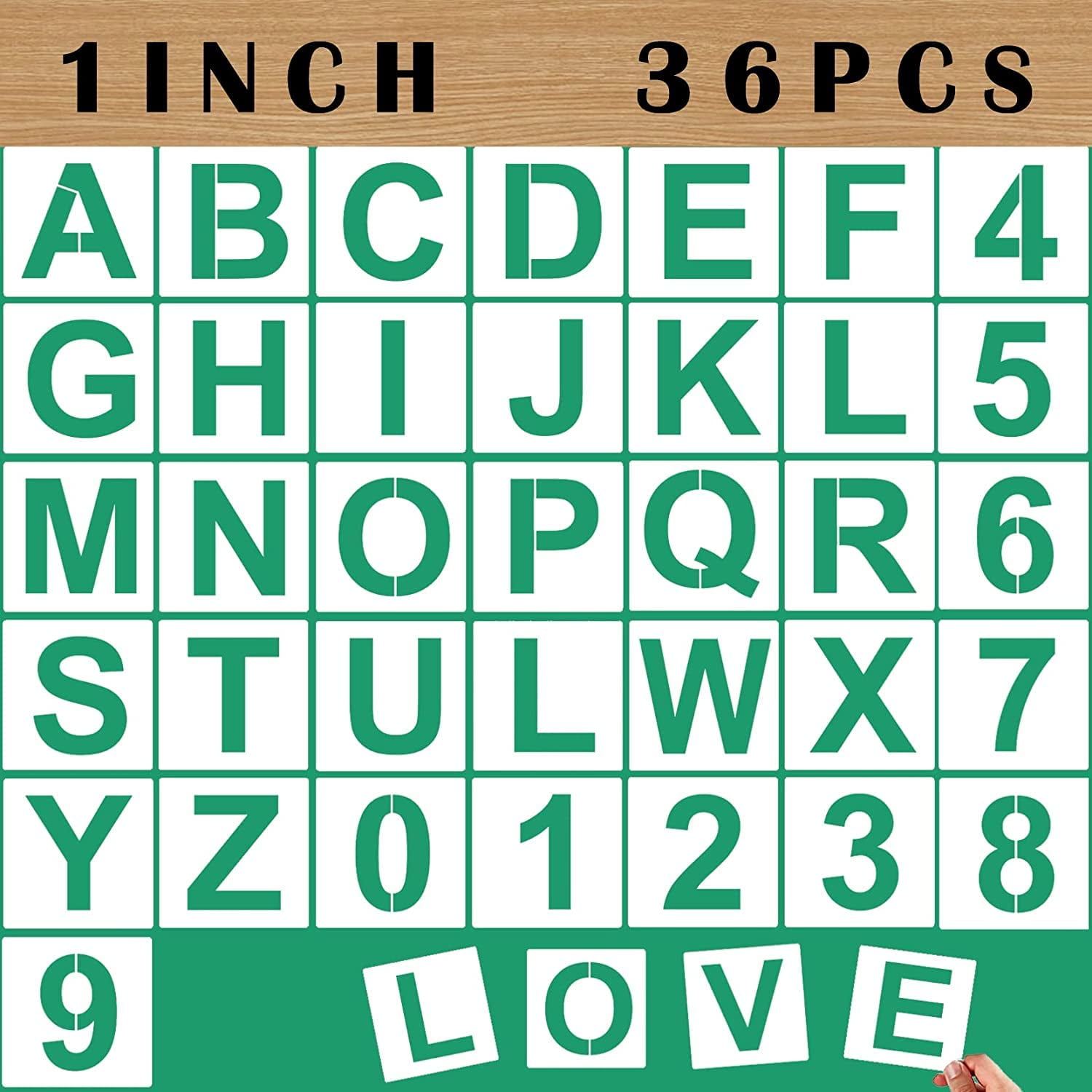 Dequera 1 inch Letter Stencils and Numbers 36 Pcs Alphabet Art Craft ...