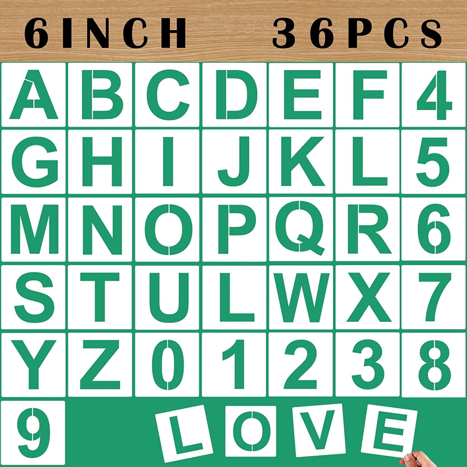Dequera 6 inch Letter Stencils and Numbers 36 Pcs Alphabet Art Craft ...