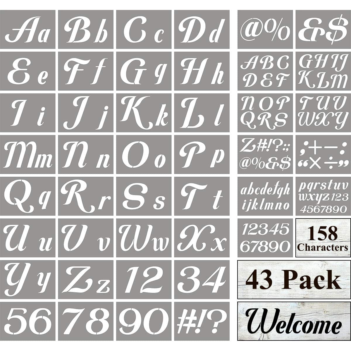 Dequera Large Letter Stencils for Painting on Wood 43 Pack Alphabet ...