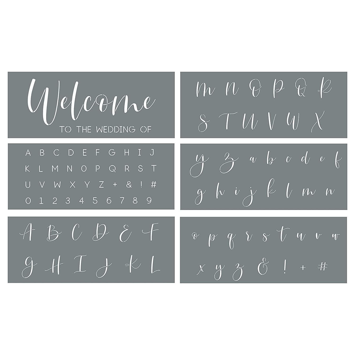 Dequera Wedding Stencils Set of 6 Reusable Alphabet Stencils for Making ...