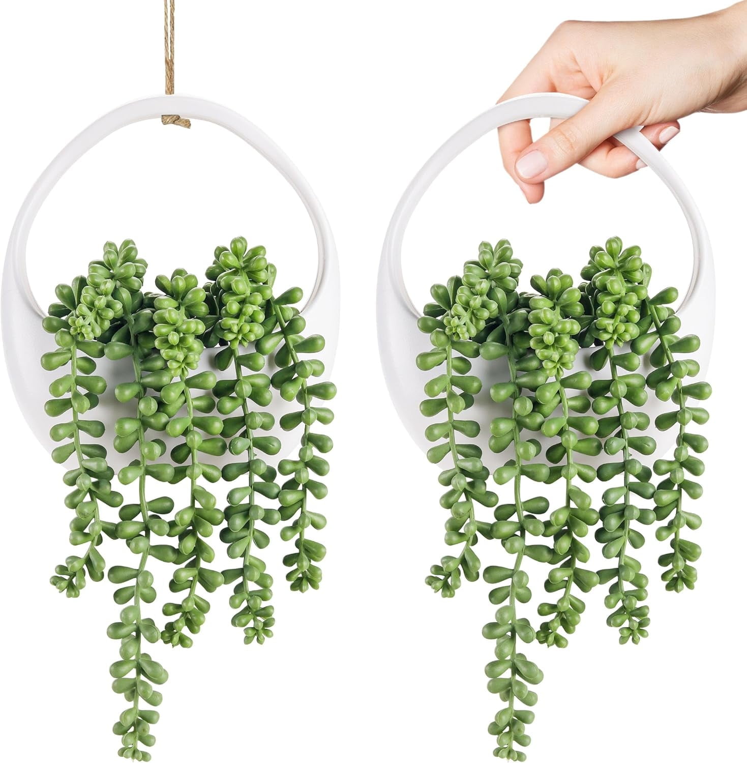 Der Rose 2 Packs Fake Hanging Plants Succulents with Strings Artificial ...