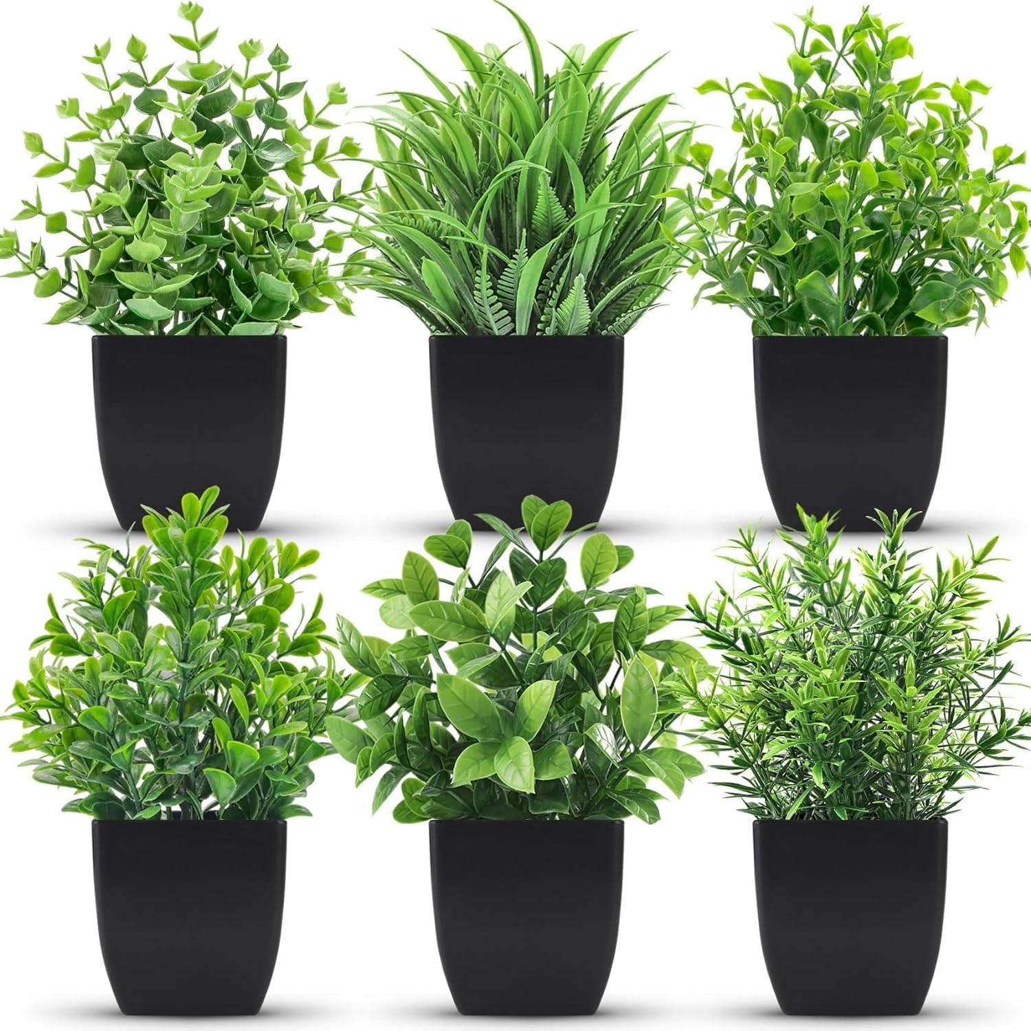 Der Rose 6 Pack Small Fake Plants Artificial Potted Faux Plants in Pot ...