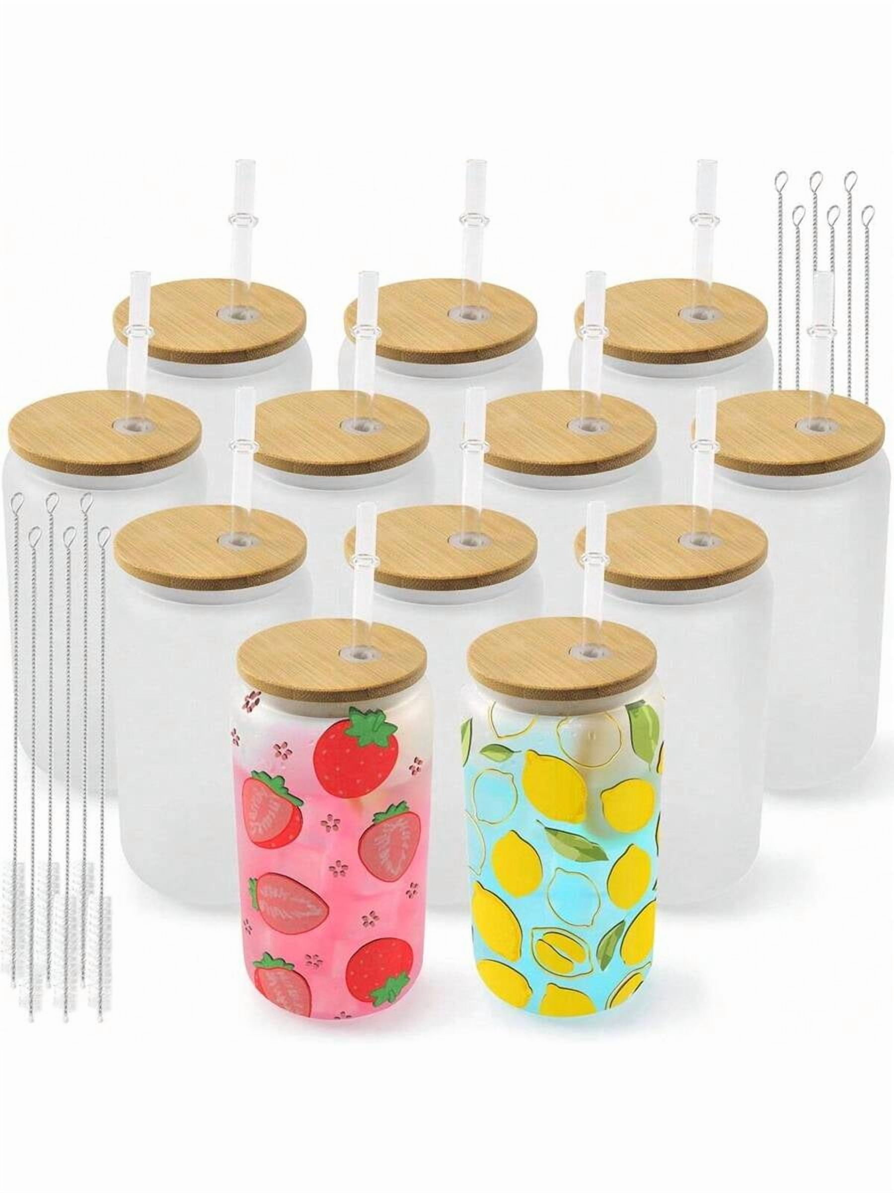 Der Rose 8/12/20 Pack Sublimation Glass Cups Blanks With Bamboo Lid 16 ...