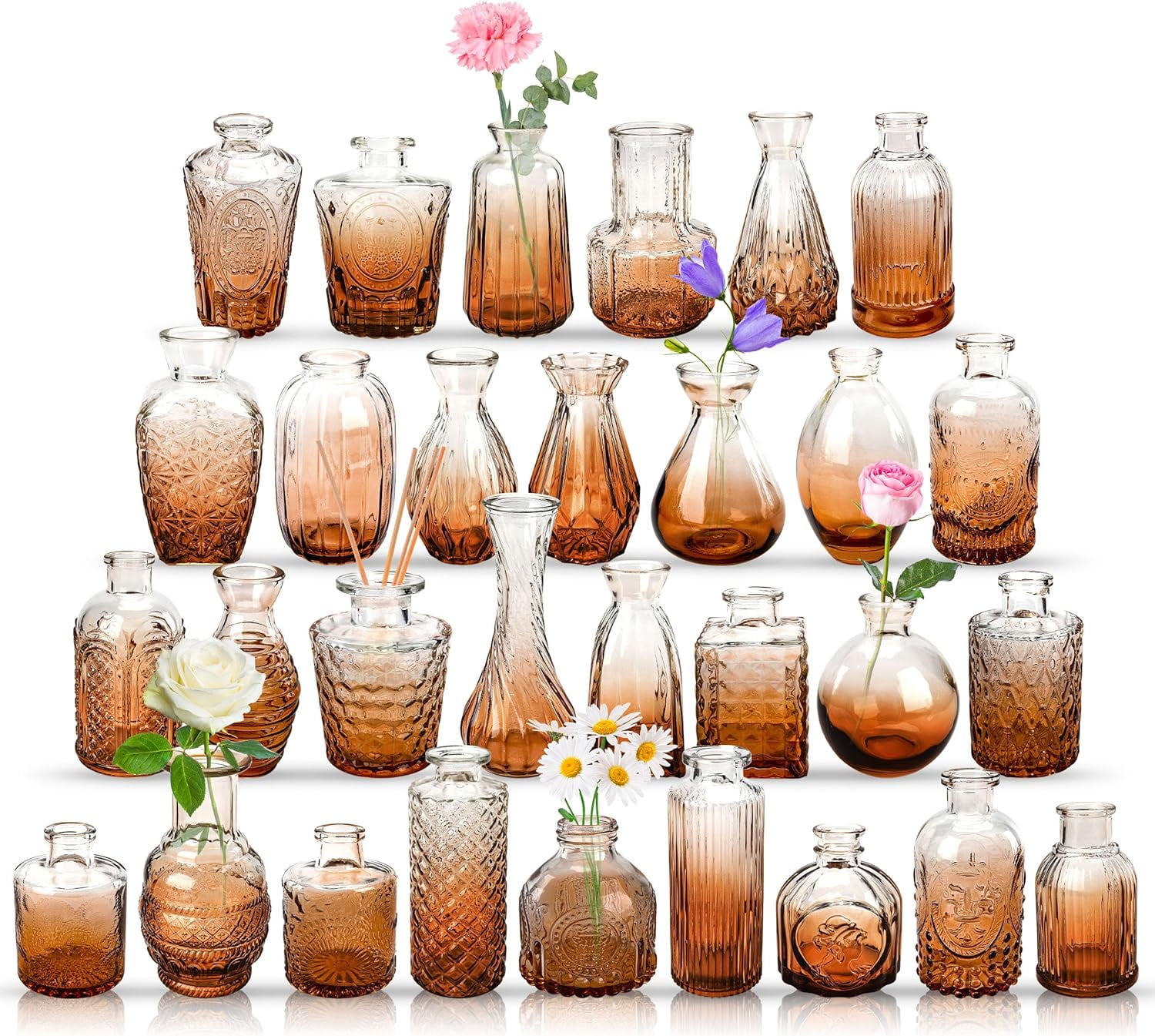 Der Rose Bud Vases in Bulk Glass Vase for Centerpieces Set of 30 Small ...