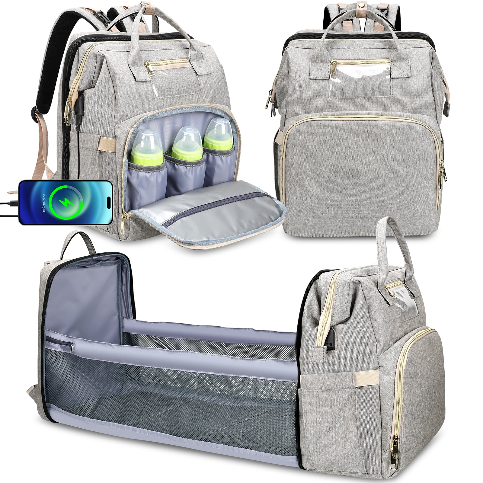 DERSTUEWE Diaper Bag Backpack,Multi-Functional Diaper Bag with Changing ...