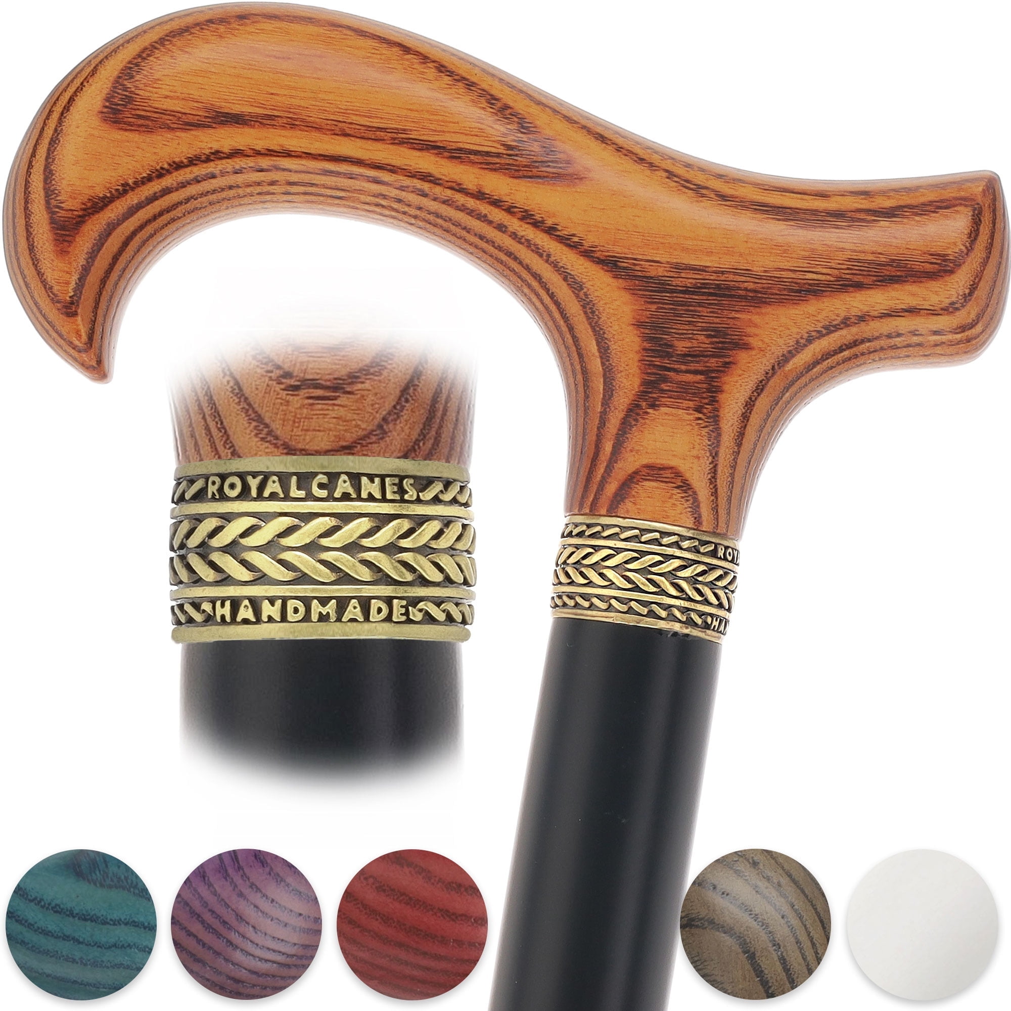 Derby Comfort Cane with Stained Ash Wood Handle, Black Beechwood Shaft ...