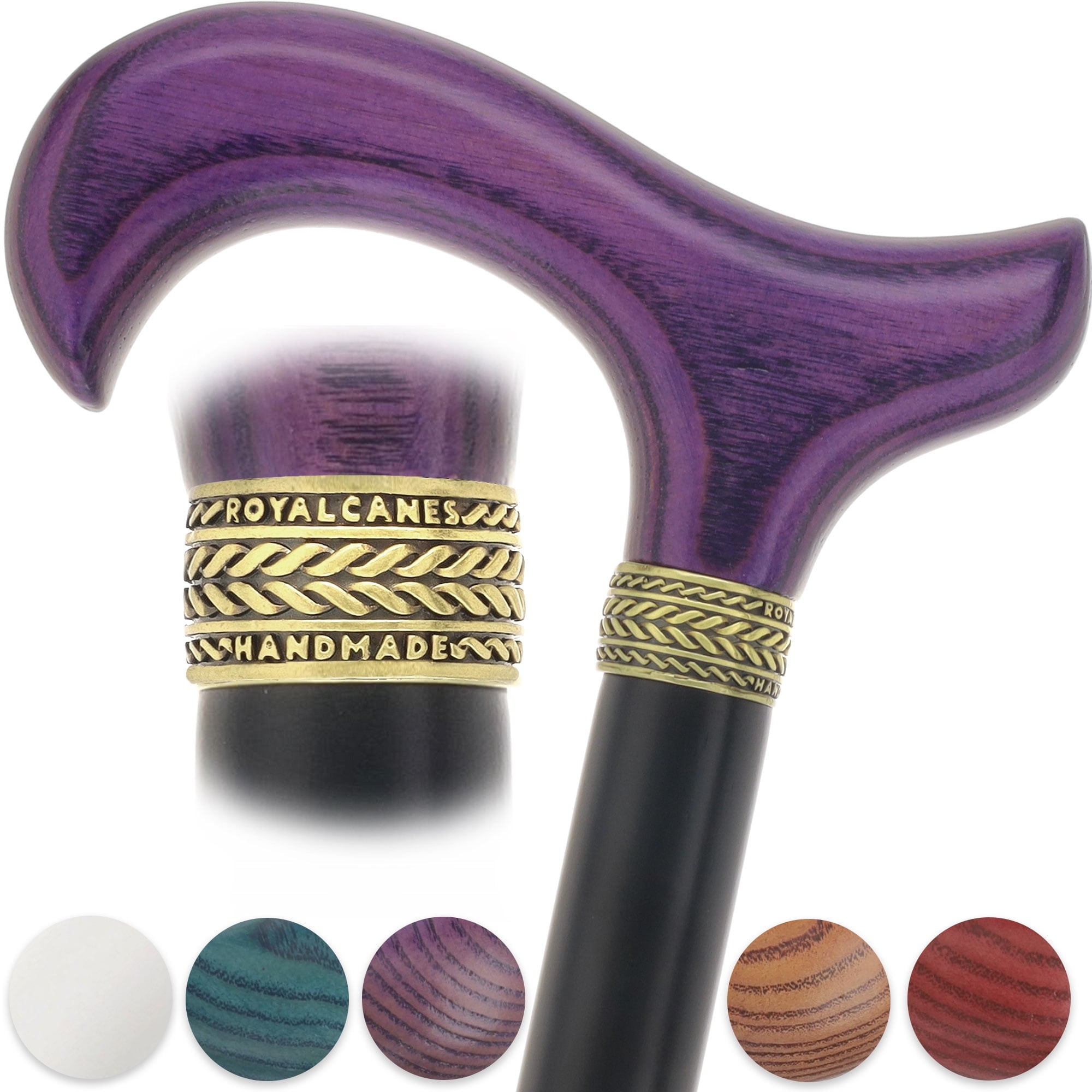 Derby Comfort Cane with Stained Ash Wood Handle, Black Beechwood Shaft ...