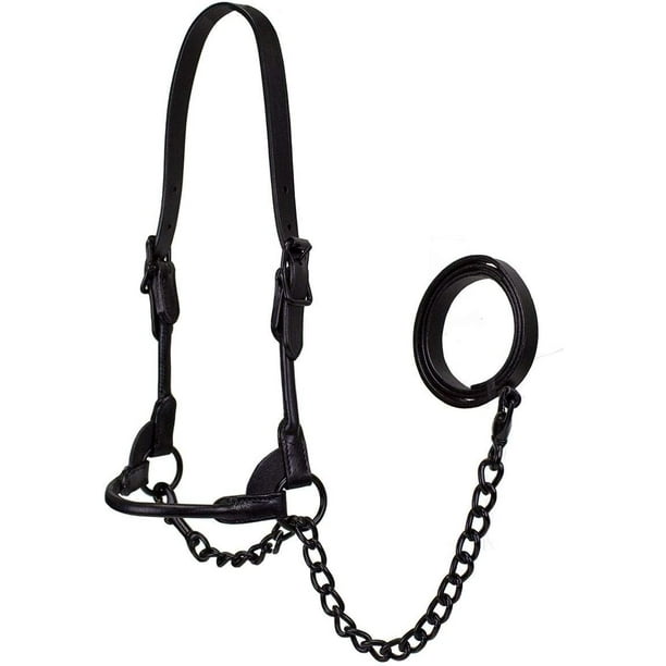Derby Originals All Black Fancy Stitch Leather Show Halter for Cows ...