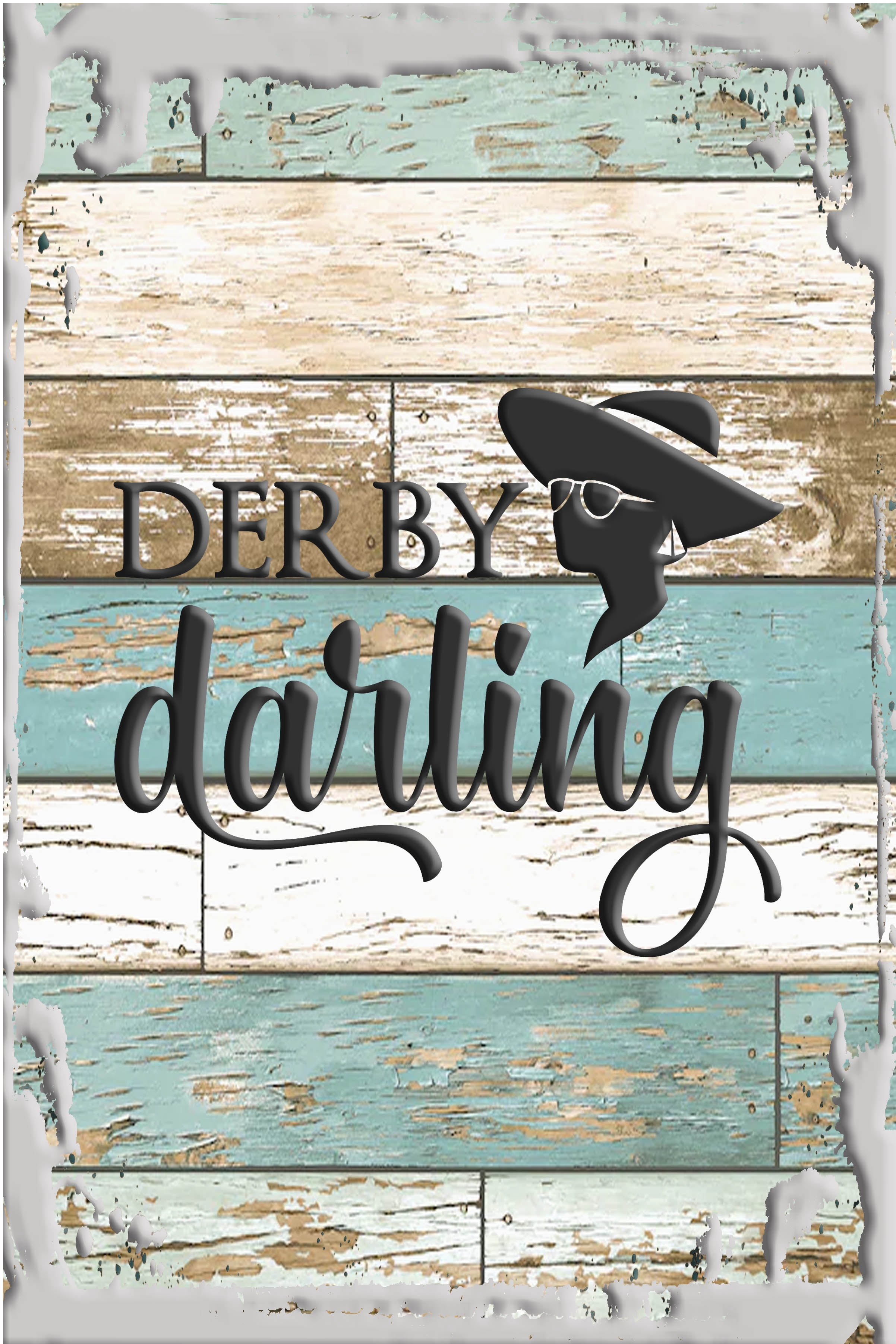 Derby darling silhouette hat sunglasses race bet horse cursive White ...