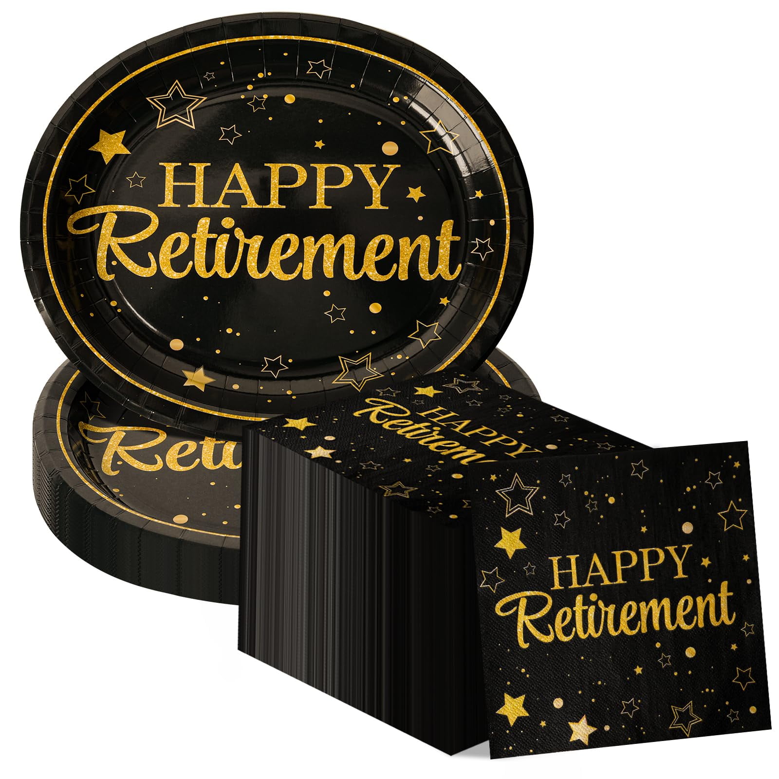 Dereinwo 50 Pcs Retirement DHF10 Large 12" x 10" Oval Paper Plates and ...