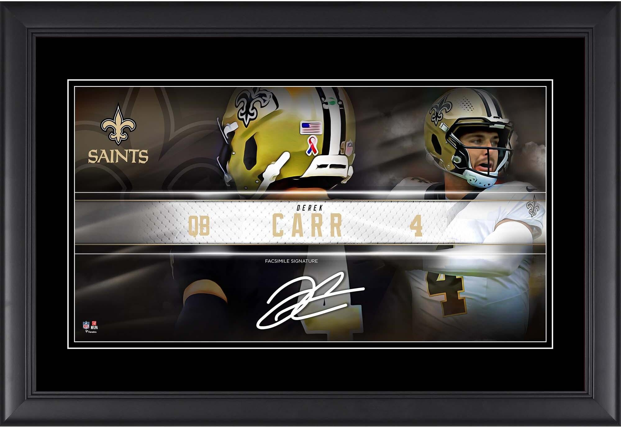 Derek Carr New Orleans Saints Framed 10" x 18" Player Nameplate Collage ...