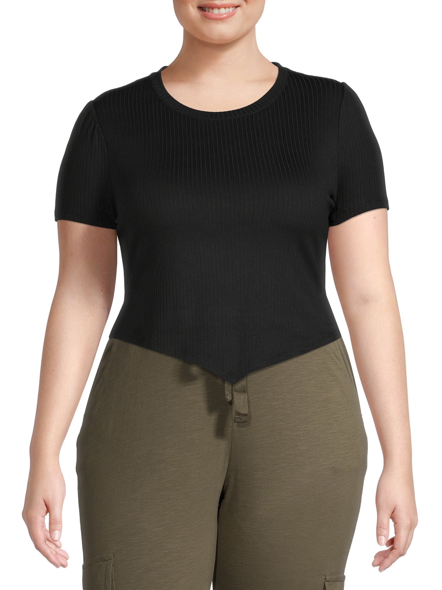 Derek Heart Junior's Plus Ribbed Hanky Hem Top - Walmart.com
