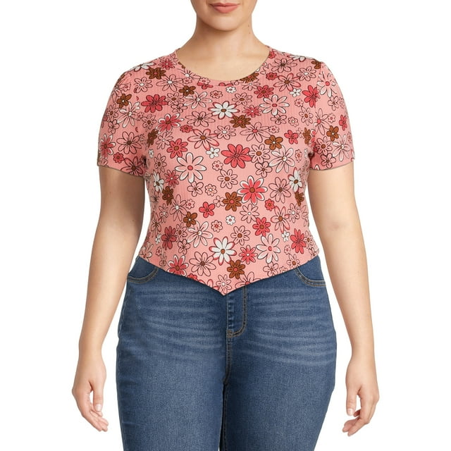 Derek Heart Junior's Plus Ribbed Hanky Hem Top - Walmart.com