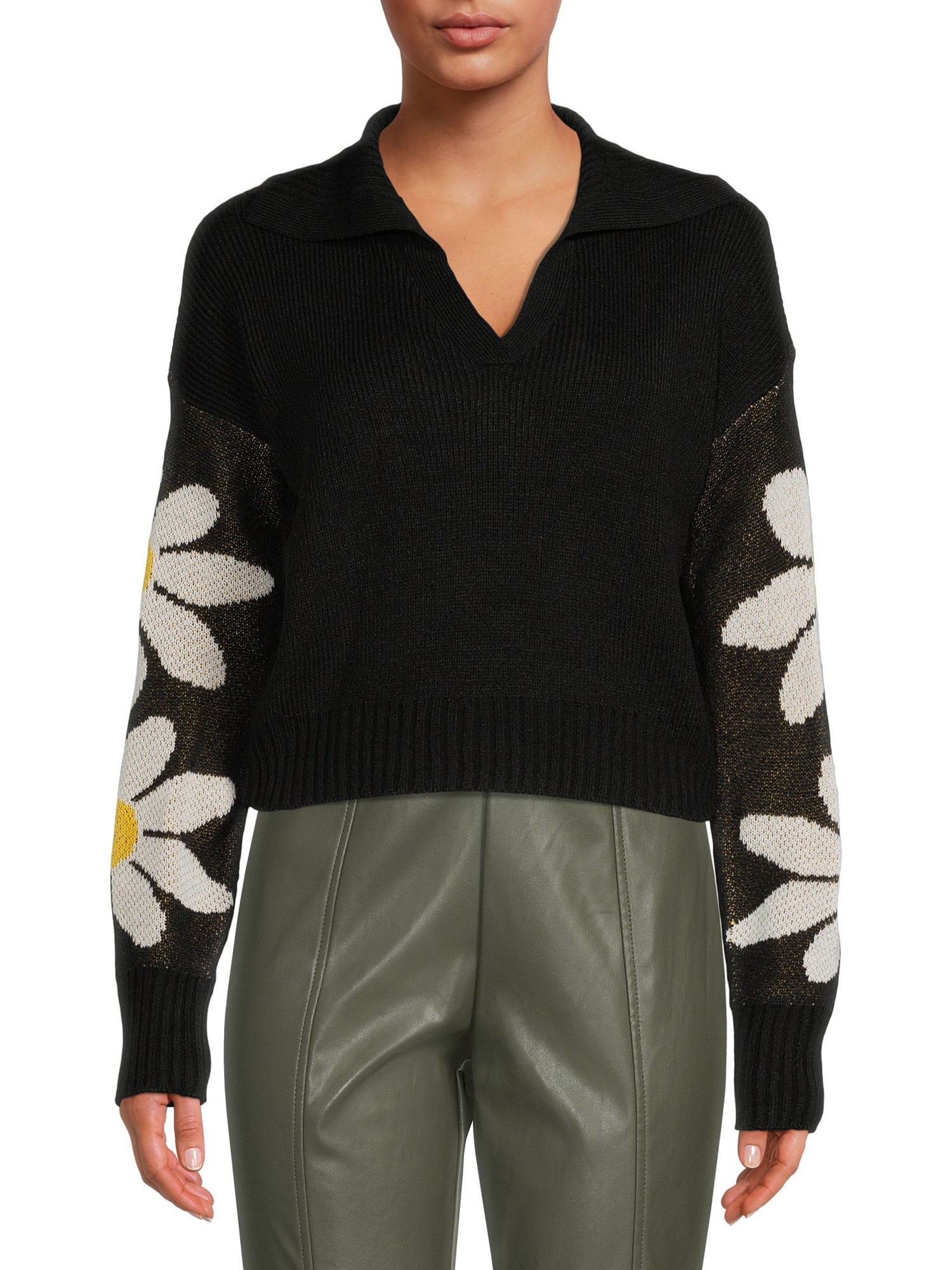 Derek Heart Juniors Johnny Collar V-Neck Pullover Sweater with Long ...