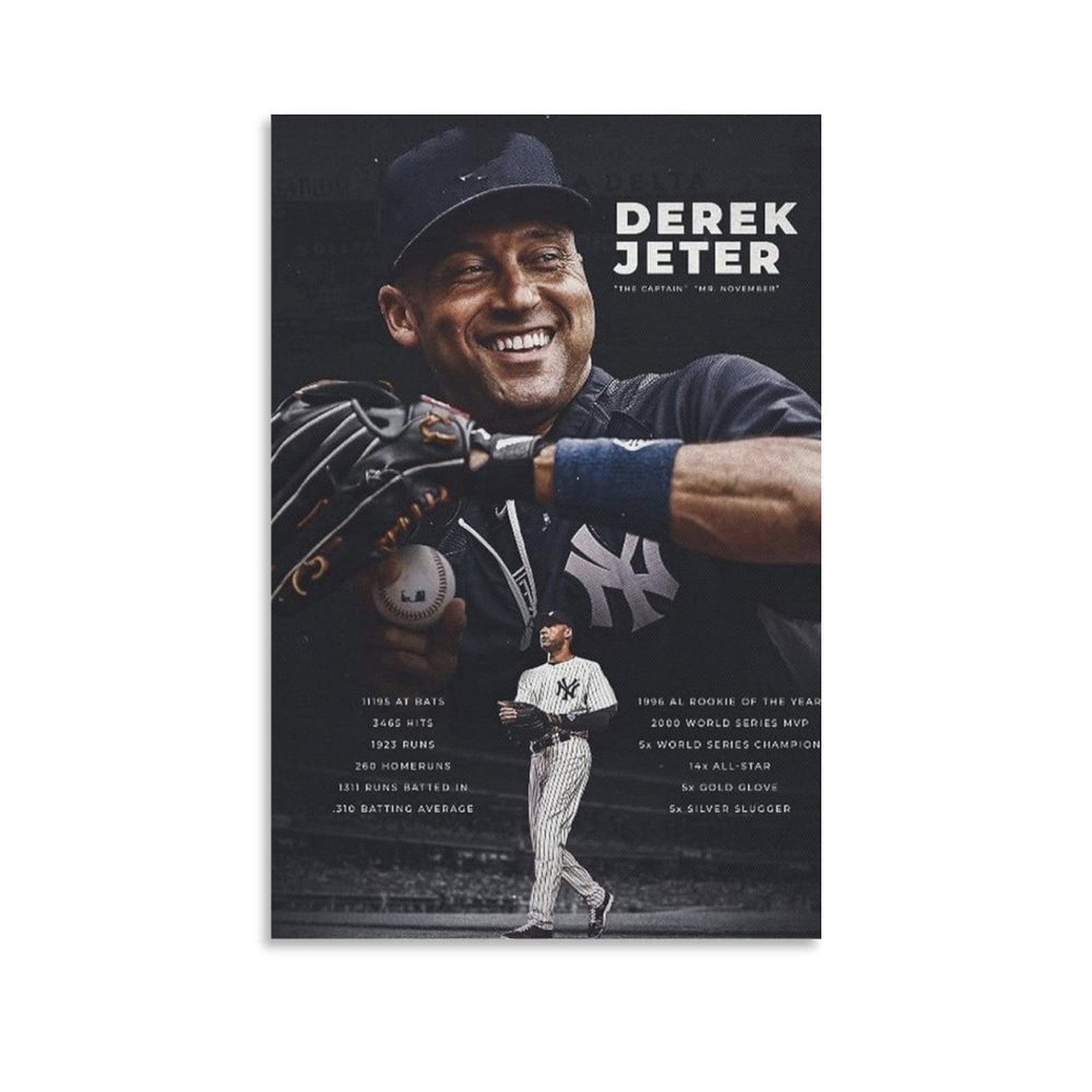 Derek Jeter Baseball Player Poster8 Canvas Poster Bedroom Living Room ...