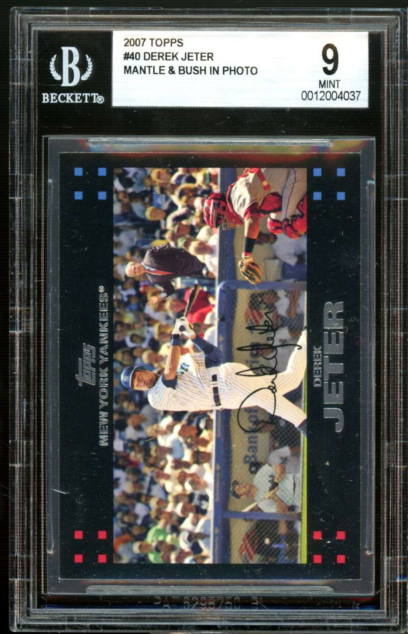Derek Jeter Card w/George Bush Mickey Mantle 2007 Topps #40 BGS 9 ...