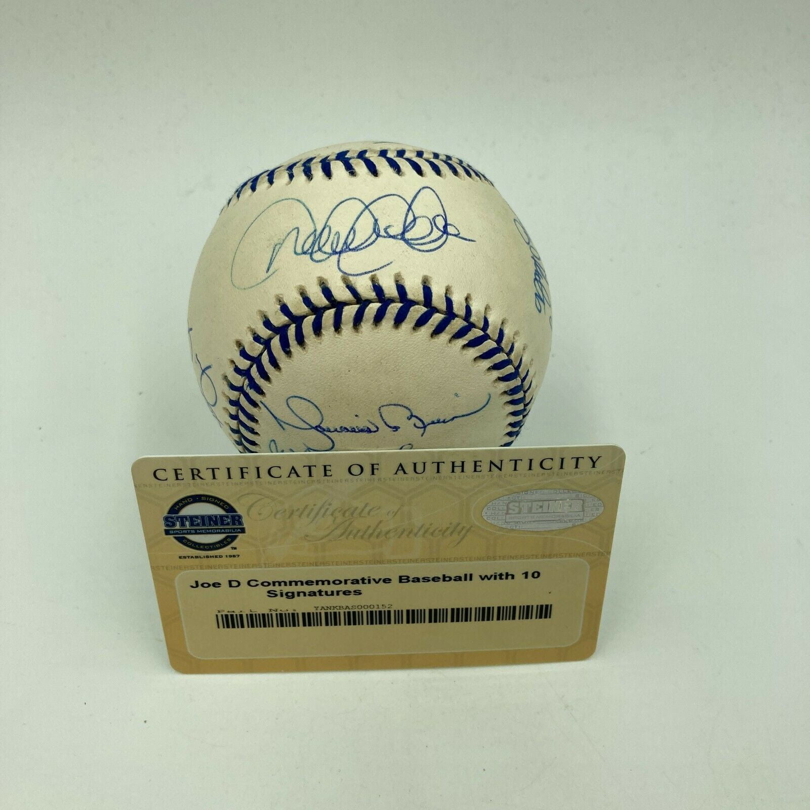 Derek Jeter Mariano Rivera Signed Joe Dimaggio Day Baseball Steiner COA ...