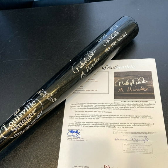 Derek Jeter "Mr. November" Signed Inscribed Game Model Baseball Bat JSA ...