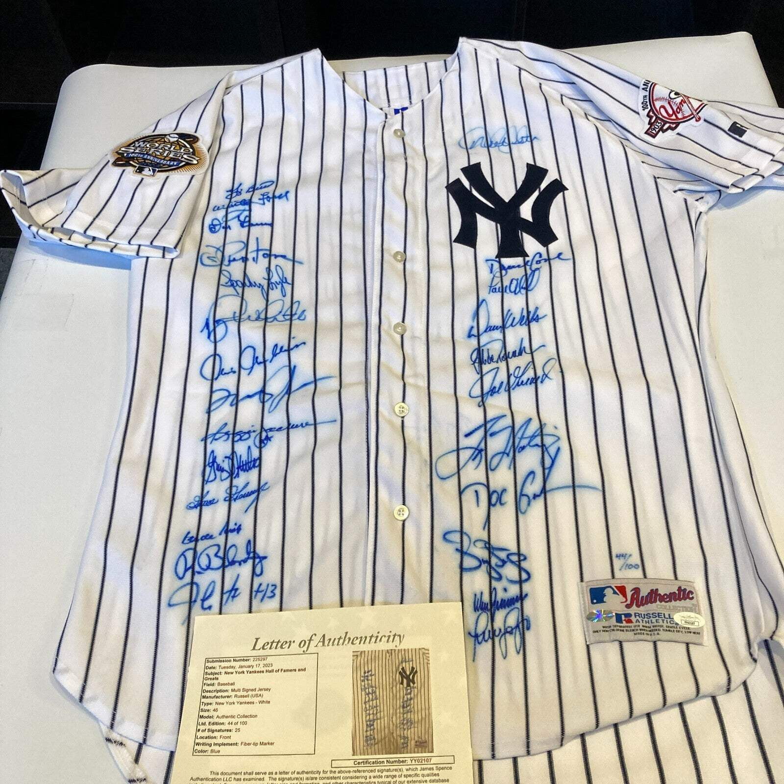 Derek Jeter New York Yankees Legends Signed Jersey 25 Sigs JSA COA ...