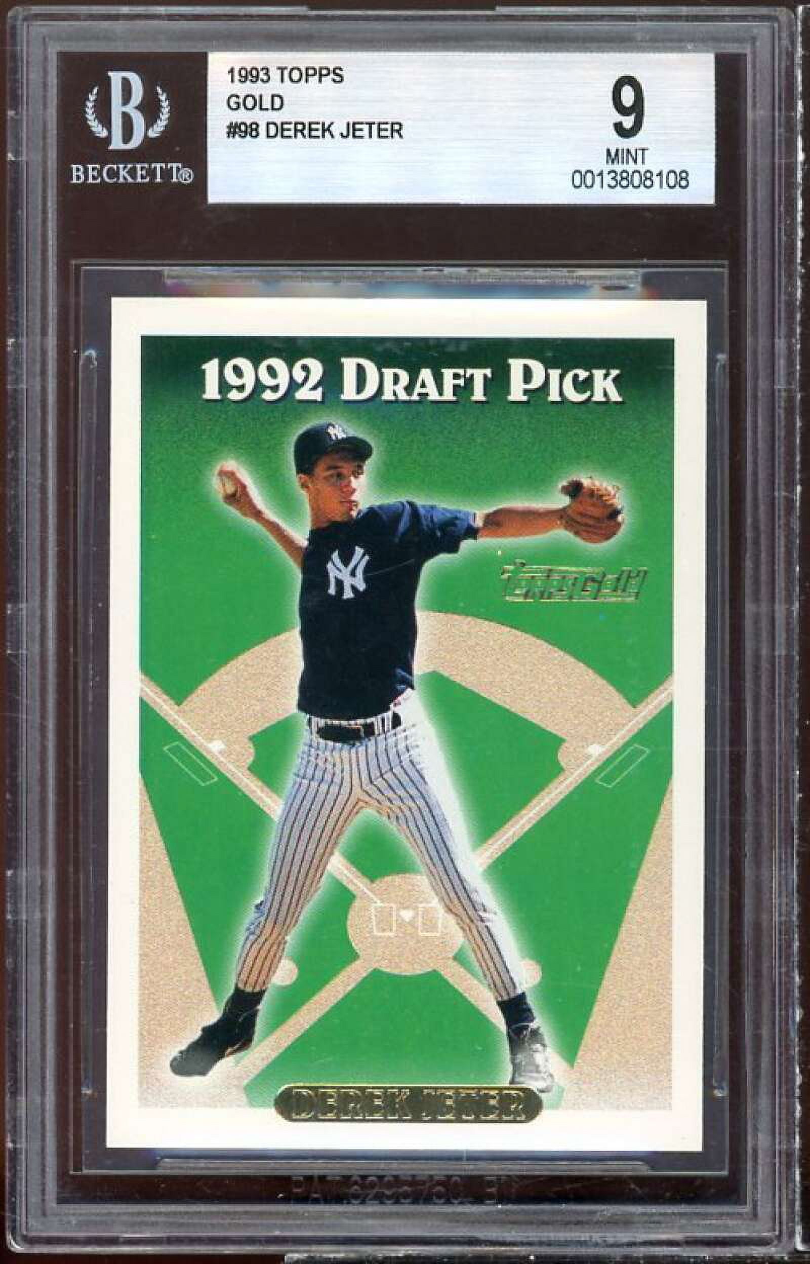 Derek Jeter Rookie Card 1993 Topps Gold #98 BGS 9 - Walmart.com