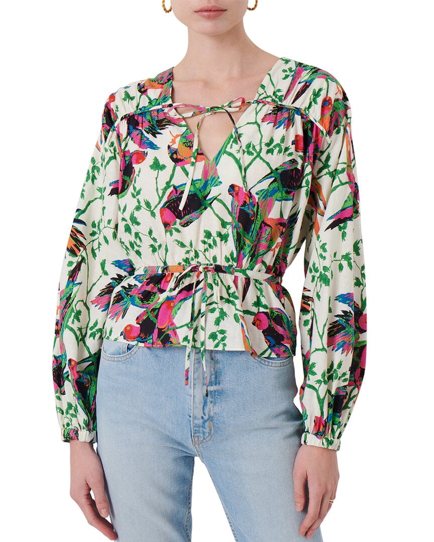 Derek Lam 10 Crosby womens Breanna Gathered Linen-Blend Top, 2 ...